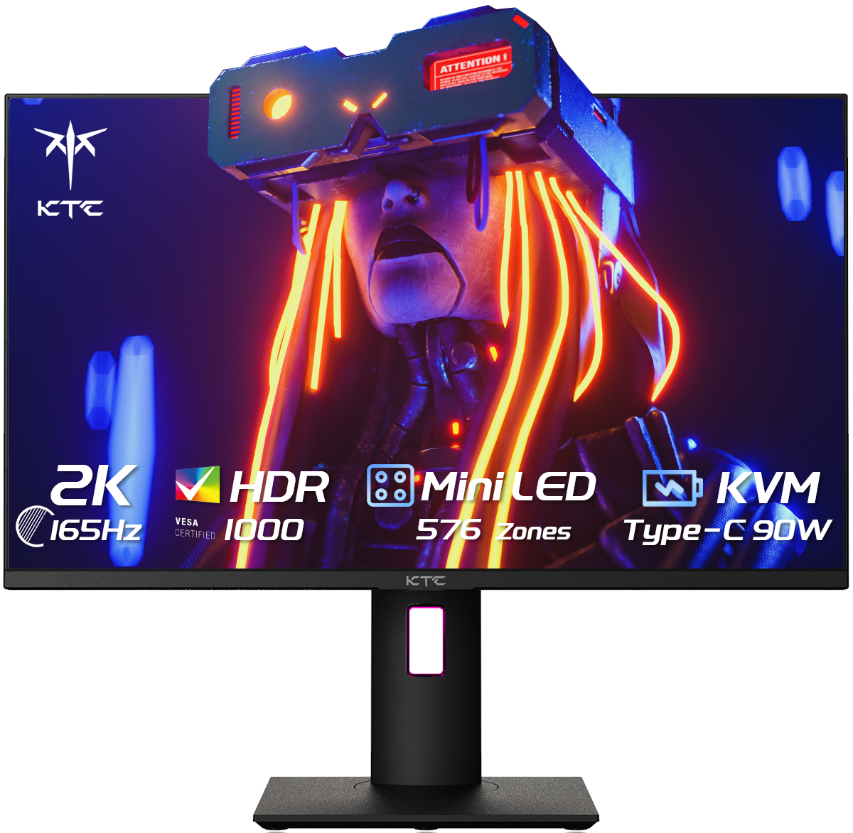 KTC 27 Inch Mini LED monitor, 1440P 165Hz/144Hz Gaming Monitor, HDR1000 ...